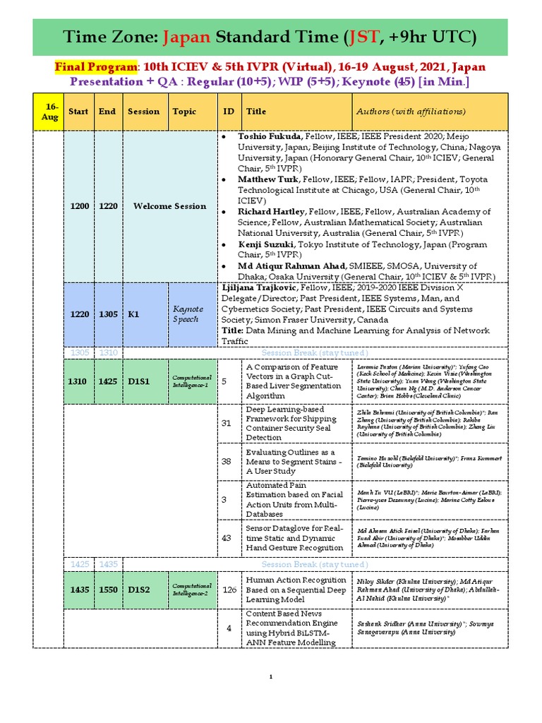 Time Zone: Standard Time (, +9hr UTC) : Japan JST | PDF