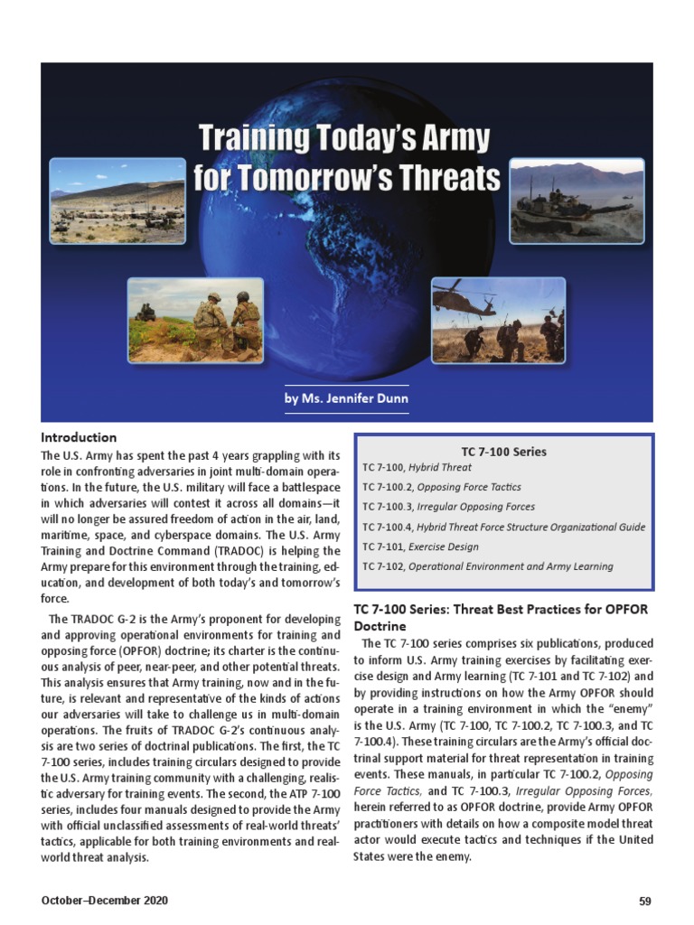 TRADOC G-2's Role in Developing OPFOR Doctrine to Prepare the Army for ...
