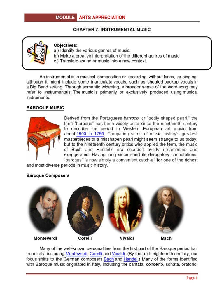 Chapter 7 - Instrumental Music | PDF | Baroque Music | Classical Period ...