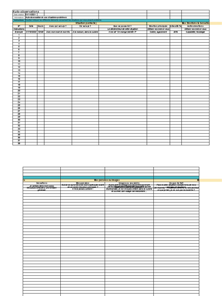 Auto-observation des émotions et actions | PDF
