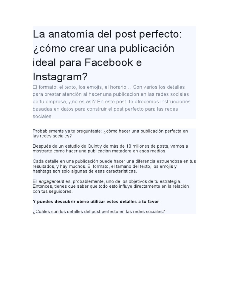 La Anatomía Del Post Perfecto | PDF | Facebook | Hashtag