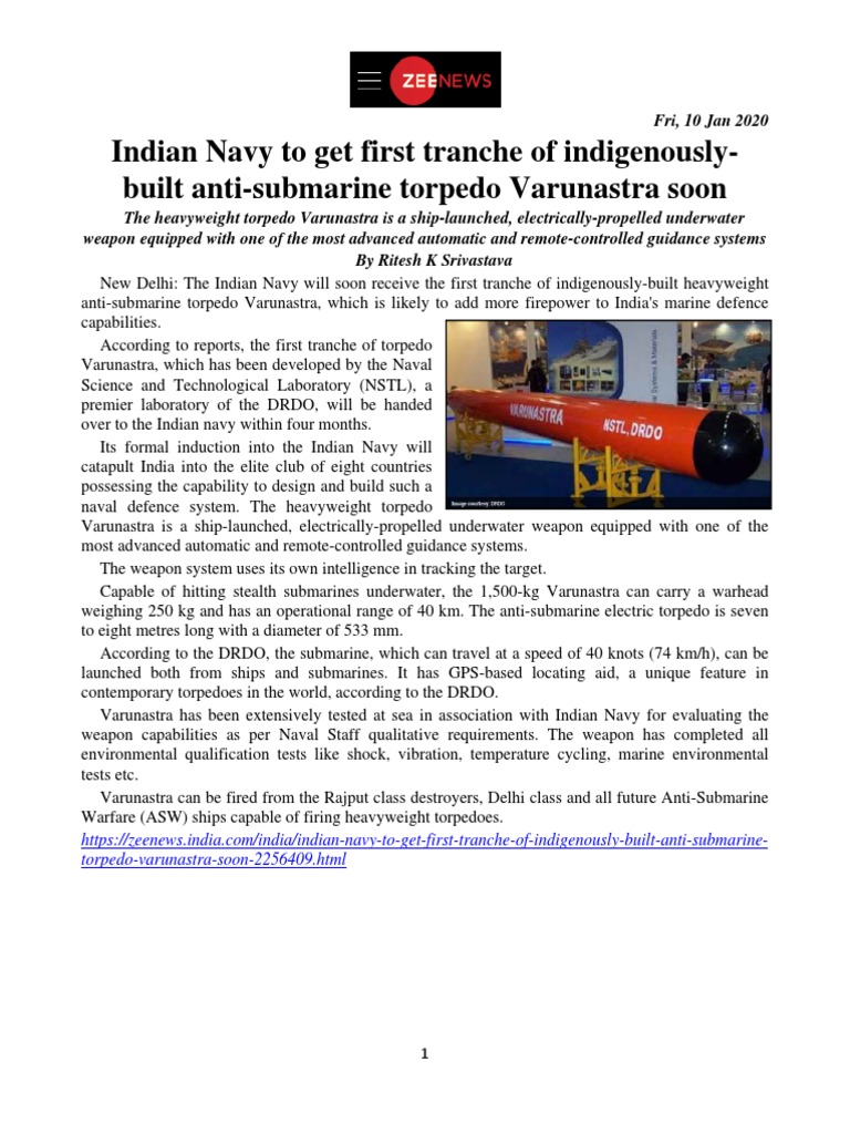 DRDO News 10 Jan 2020 | PDF