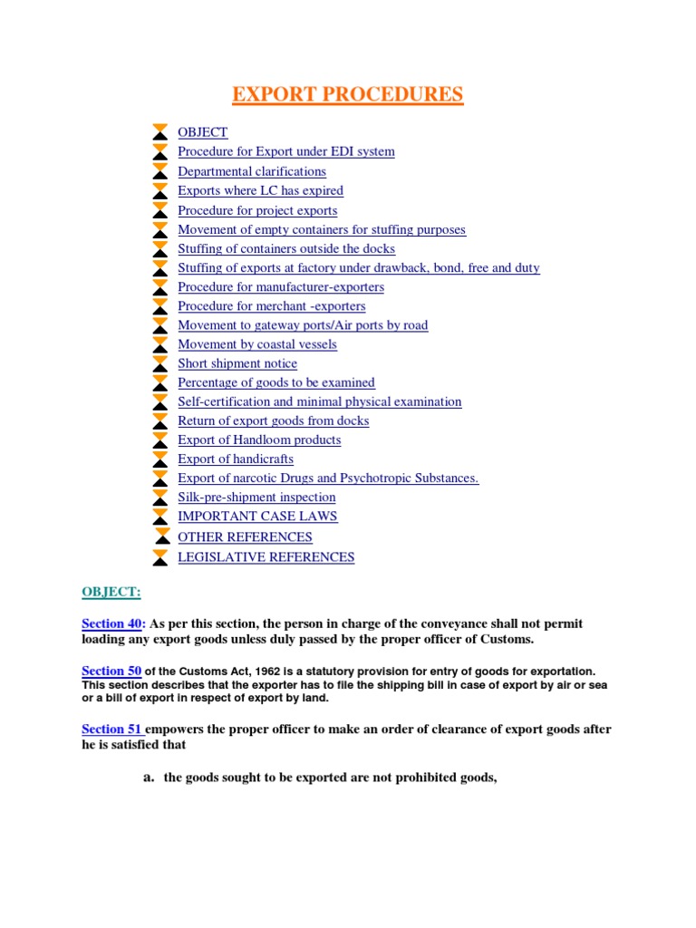 Export Procedures | PDF | Customs | Invoice