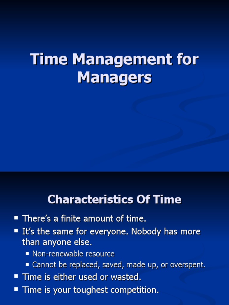 Time Management For Managers | PDF | Time Management | Professional Skills