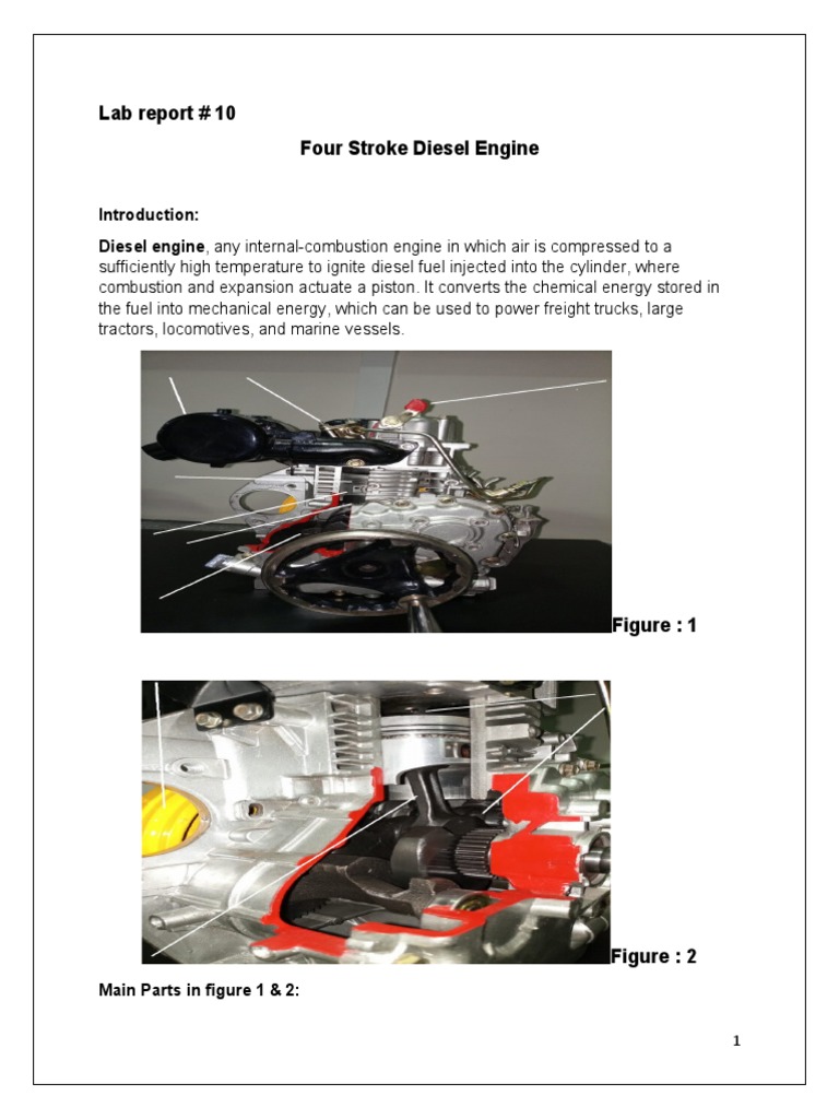 Four Stroke Diesel Engine Lab Report | PDF | Diesel Engine | Piston