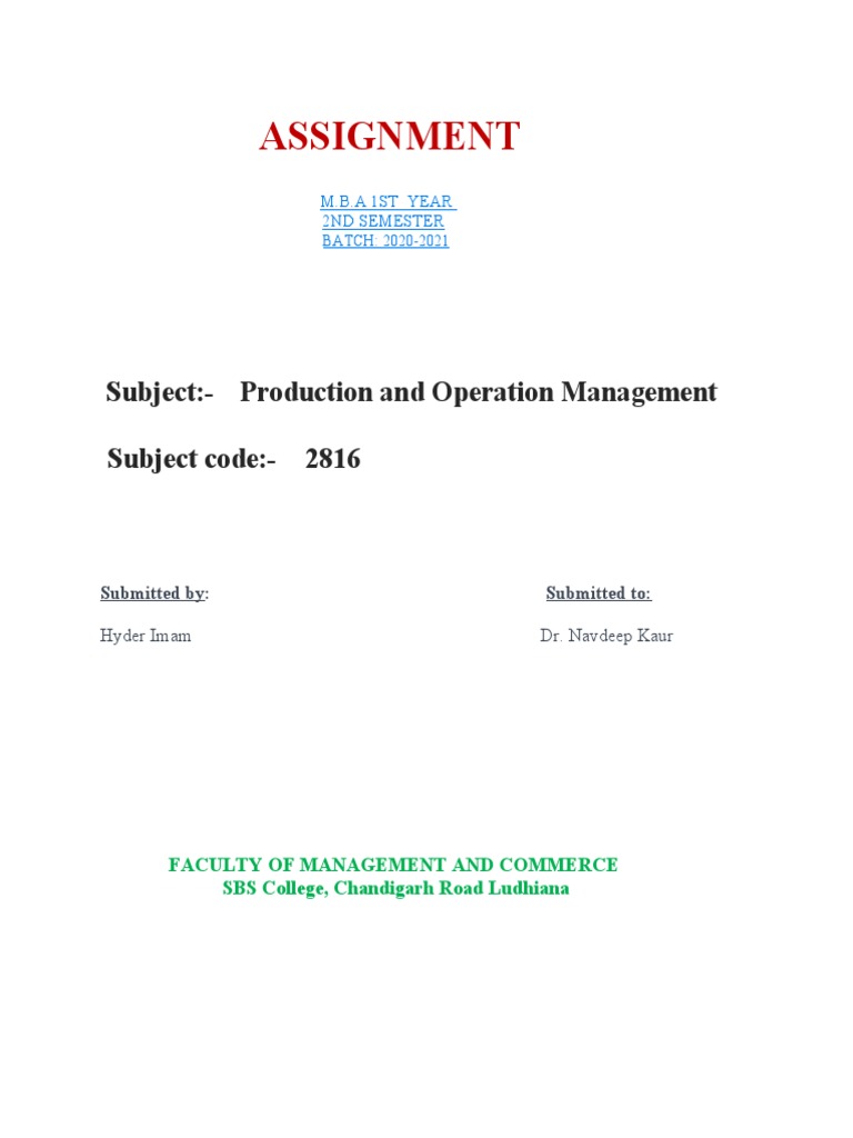 Operations Management Assignment Guide | PDF | Employment | Inventory
