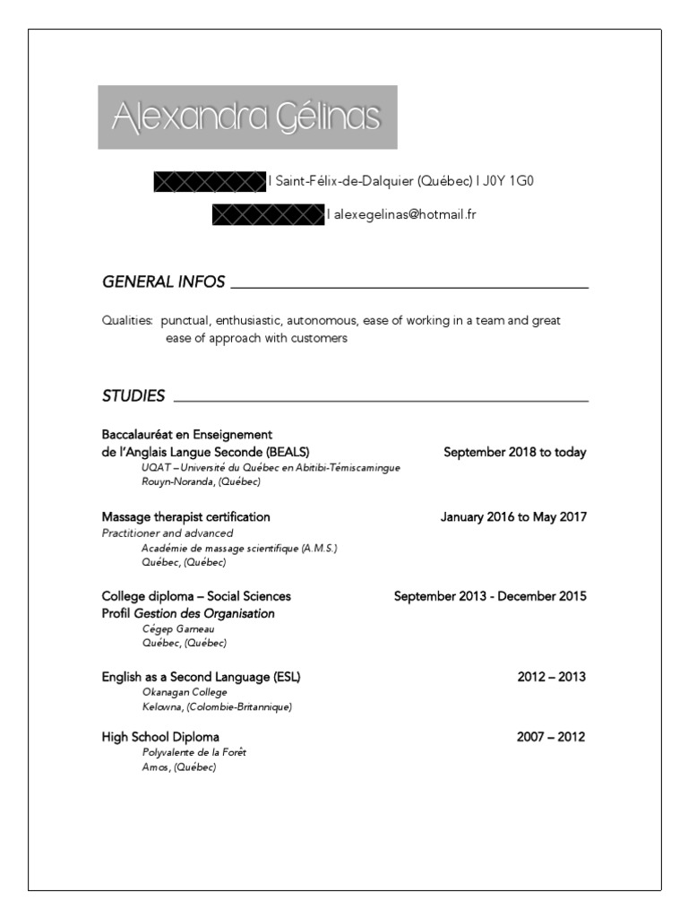 Alexandra - English CV | PDF