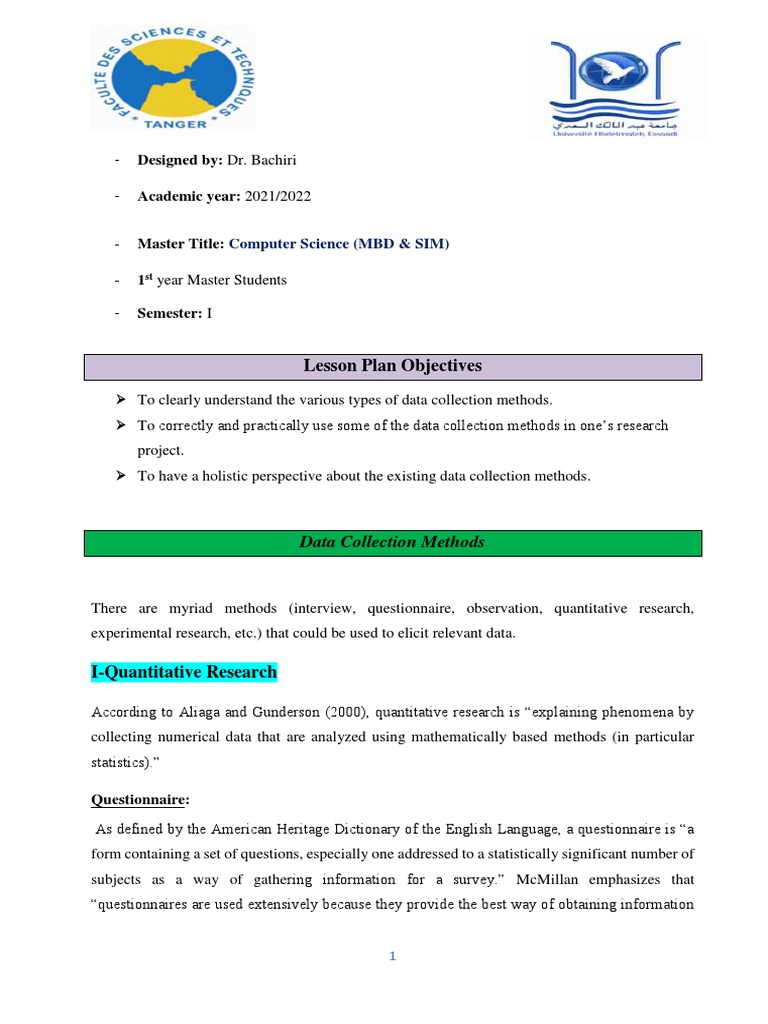 Lesson Plan Objectives: Year Master Students | PDF | Observation | Data