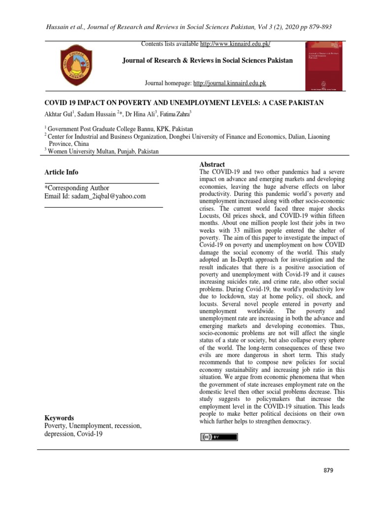 COVID-19 Impact On Poverty and Unemploymet Levels A Case Pakistan by ...
