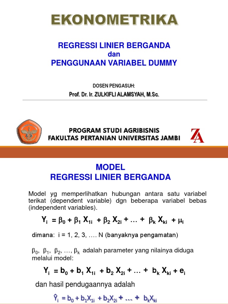 Ekonometrika 3 Regresi Linear Berganda Penggunaan Variabel Dummy | PDF
