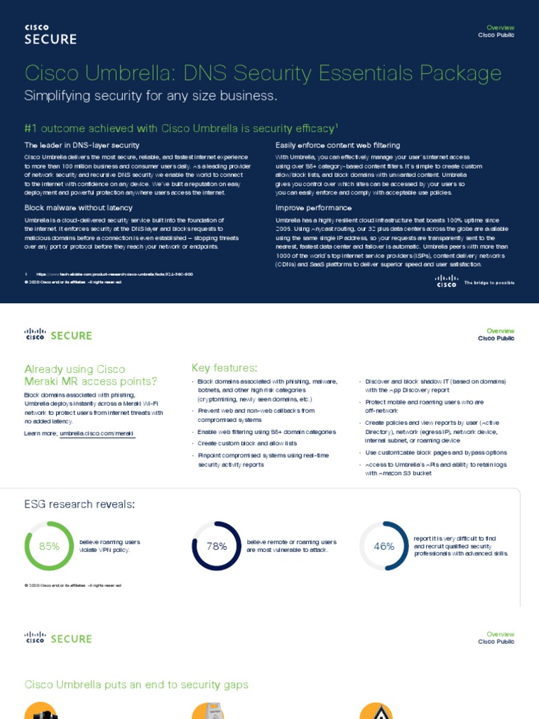 Cisco Umbrella DNS Security Essentials Package | PDF | Internet ...