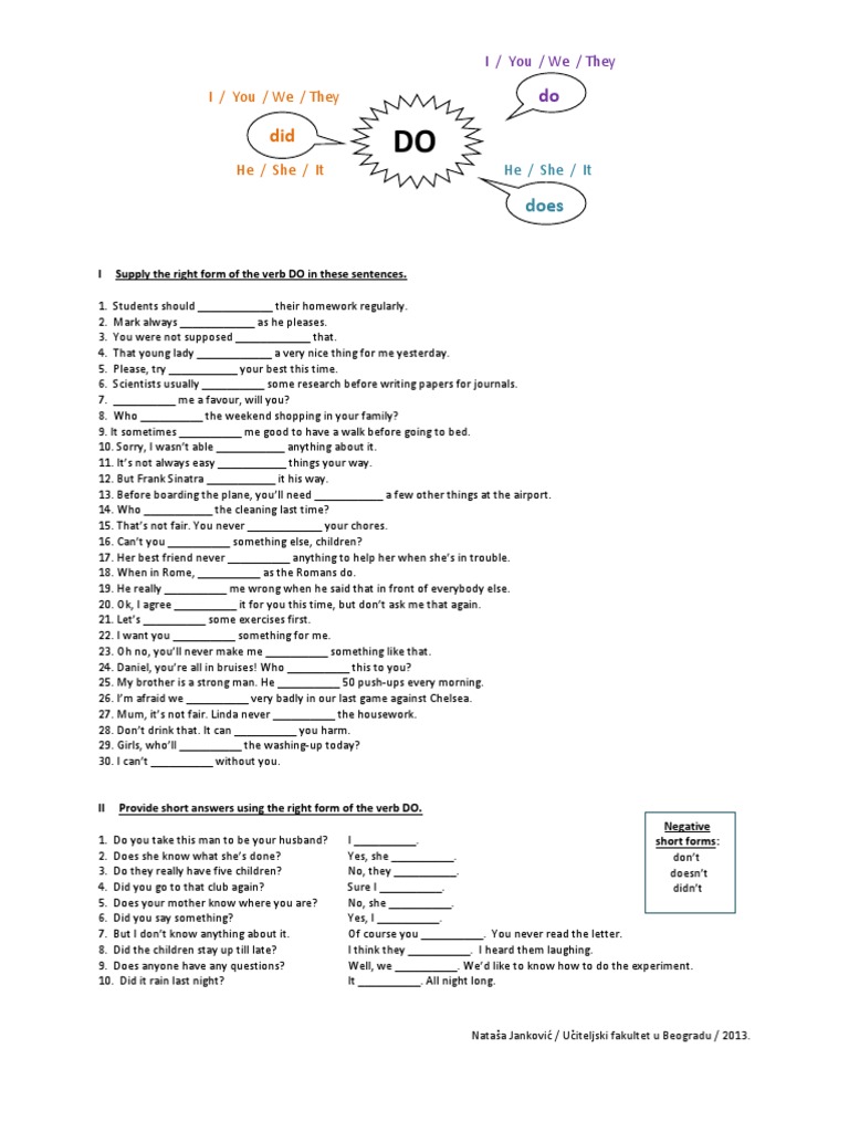 Do and Does: Practice Exercises | PDF