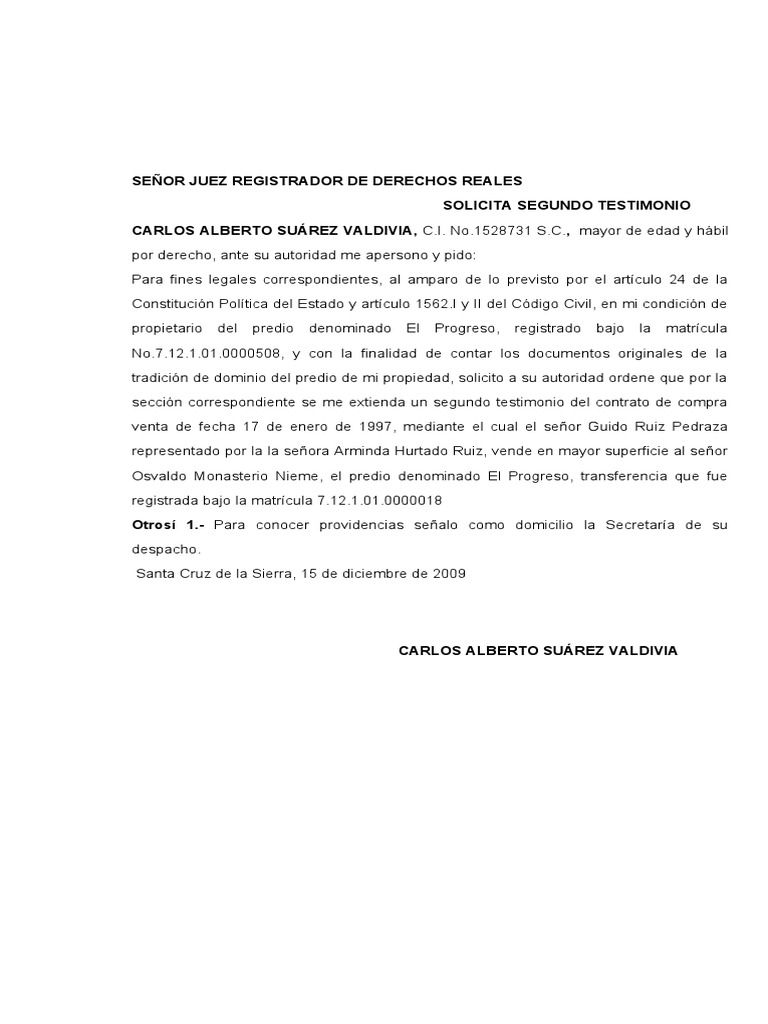 Solicita Segundo Testimonio | PDF Solicita Segundo Testimonio | PDF