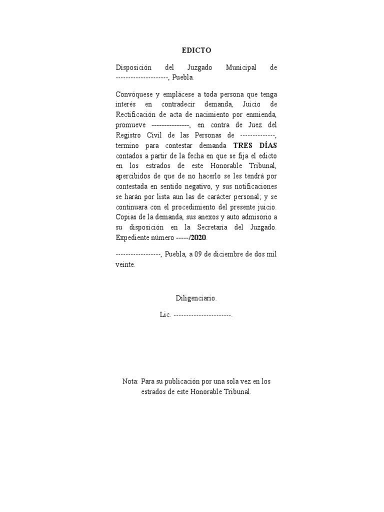 EDICTO Formato 1 | PDF | Política | Derecho