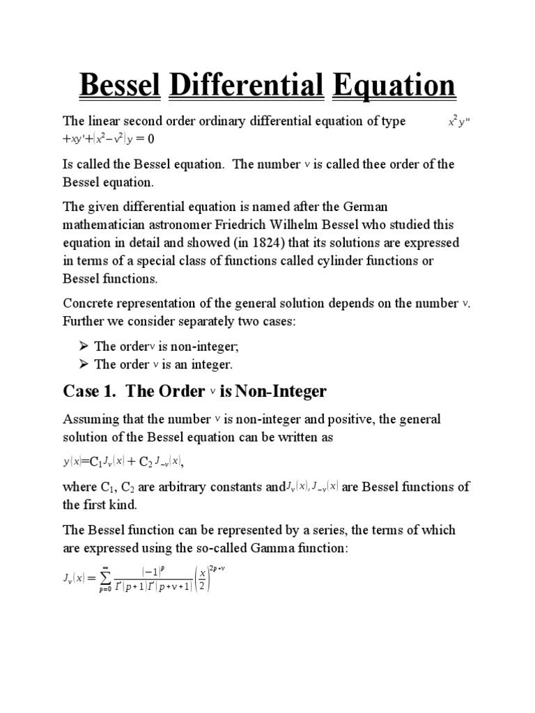 Bessel Differential Equation | PDF | Combinatorics | Special Functions