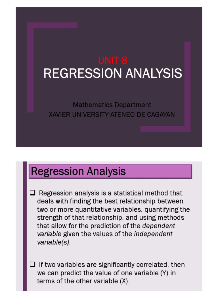 Unit 8 Regression Analysis | Download Free PDF | Coefficient Of Determination | Regression Analysis