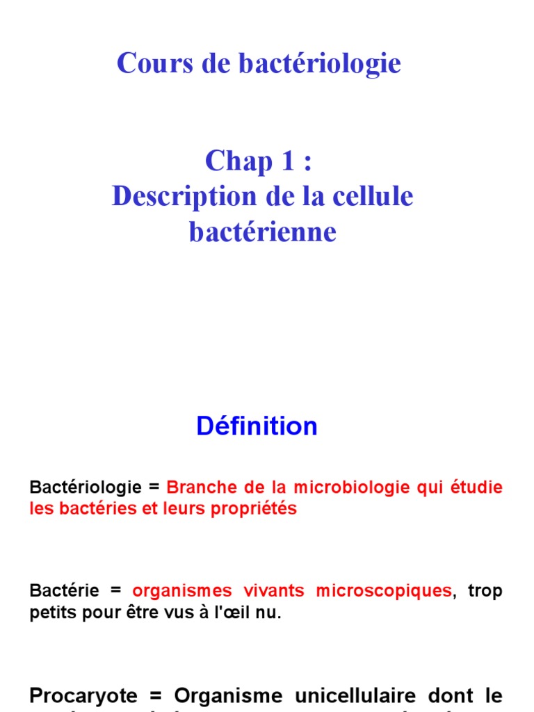 Cours de Bactériologie 1 | PDF | Prokaryota | Cellule (Biologie)