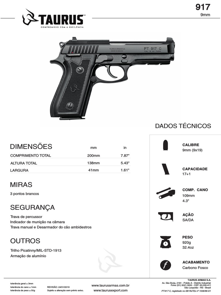 Taurus PT 917 BR | PDF | Equipamento | Design de armas