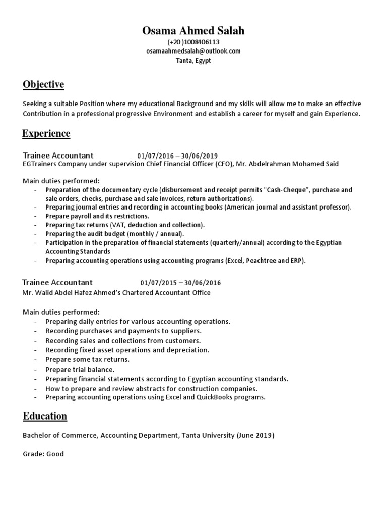 Osama Ahmed CV 1625740321 | PDF | Accounting | Financial Accounting