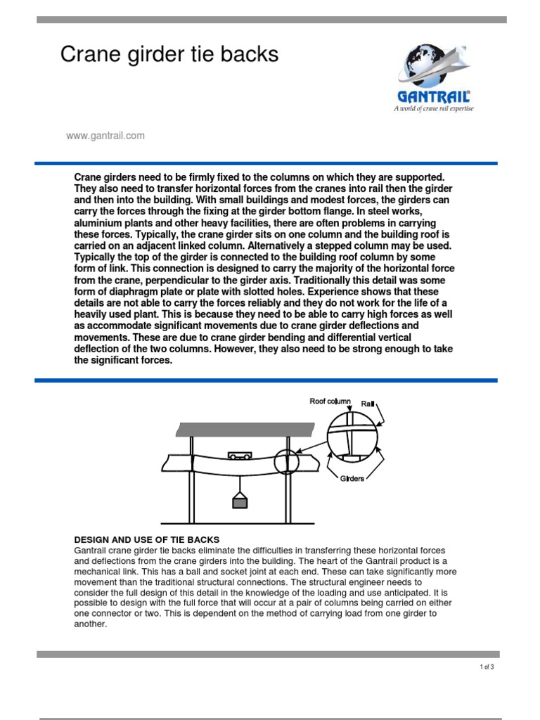 Crane Girder Tie-Backs | PDF | Screw | Crane (Machine)