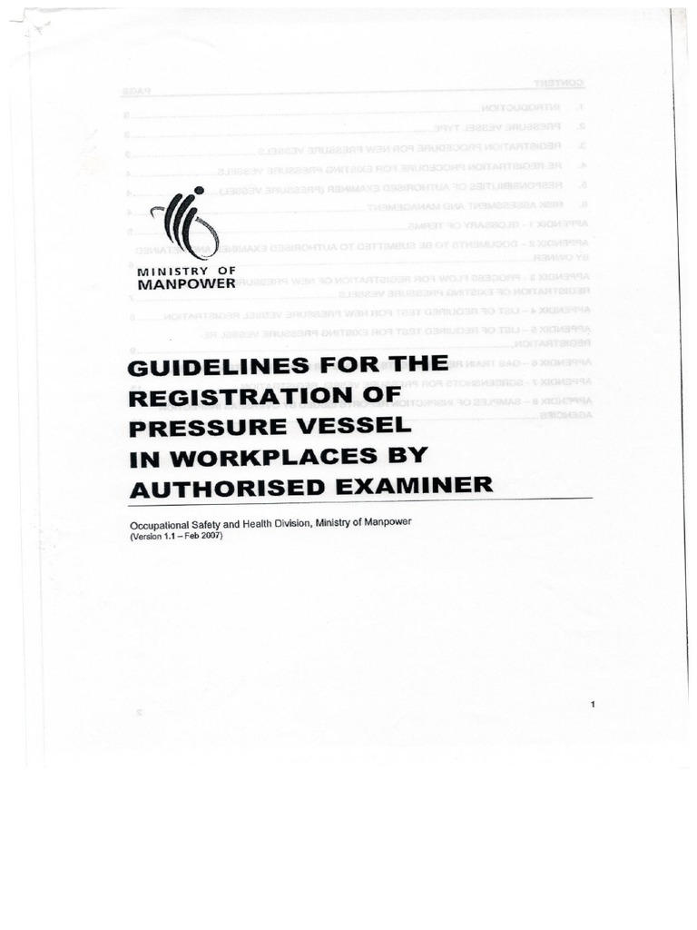 Ministry of Manpower Guidelines For The Registration of Pressure Vessel ...