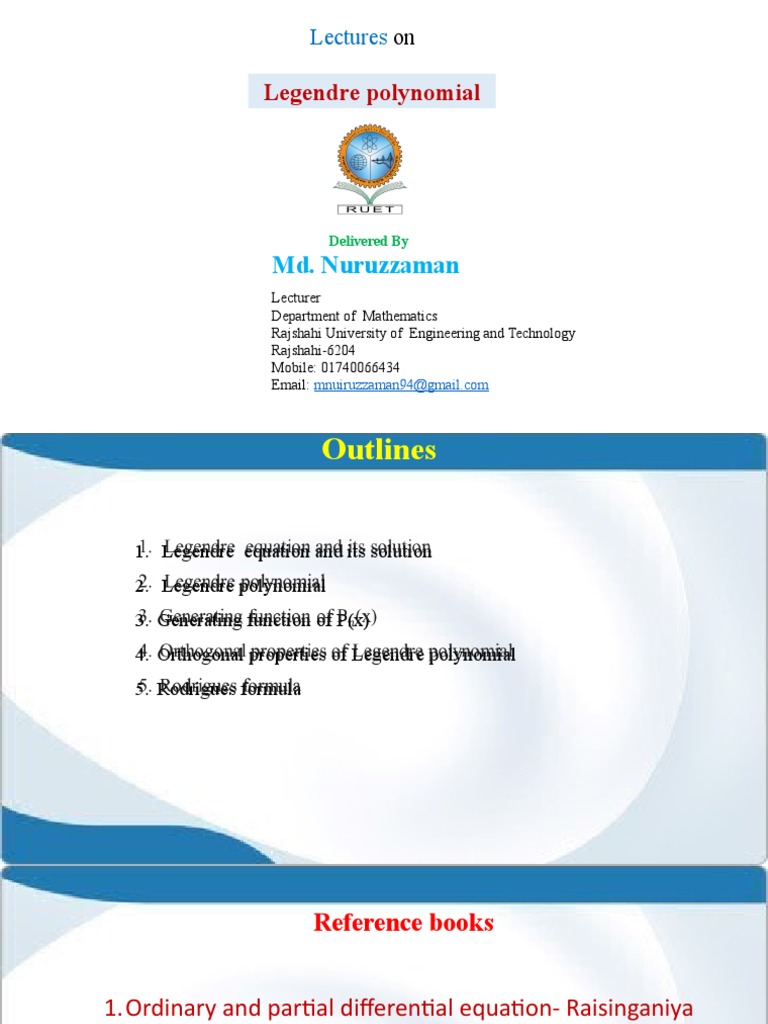 Legendre Polynomial | PDF | Teaching Methods & Materials