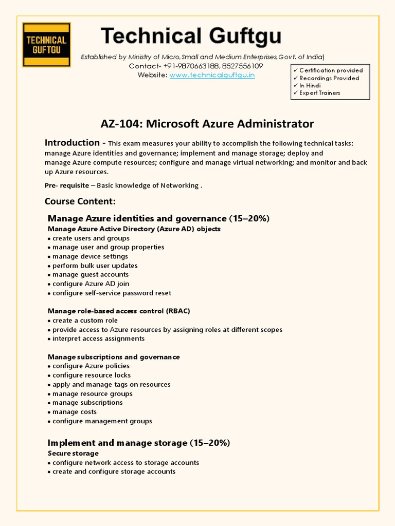 AZ-104 Course Content | PDF | Computer Network | Microsoft Azure