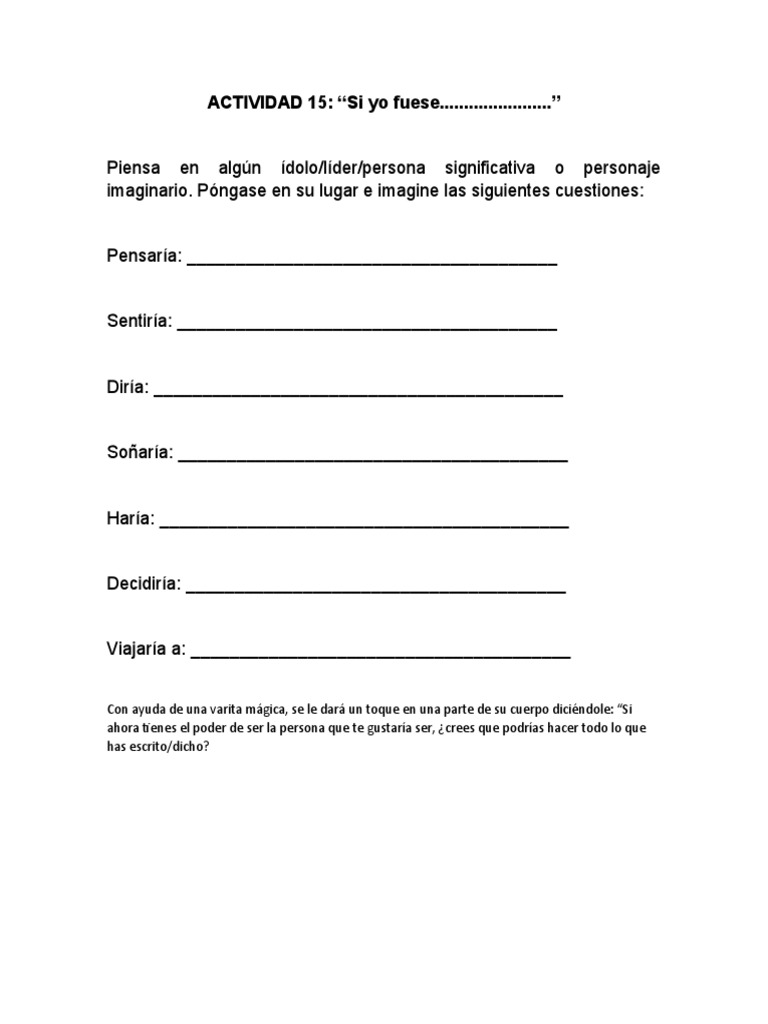 Actividad: "Si yo fuera..." | PDF | Filosofía | Relaciones personales ...