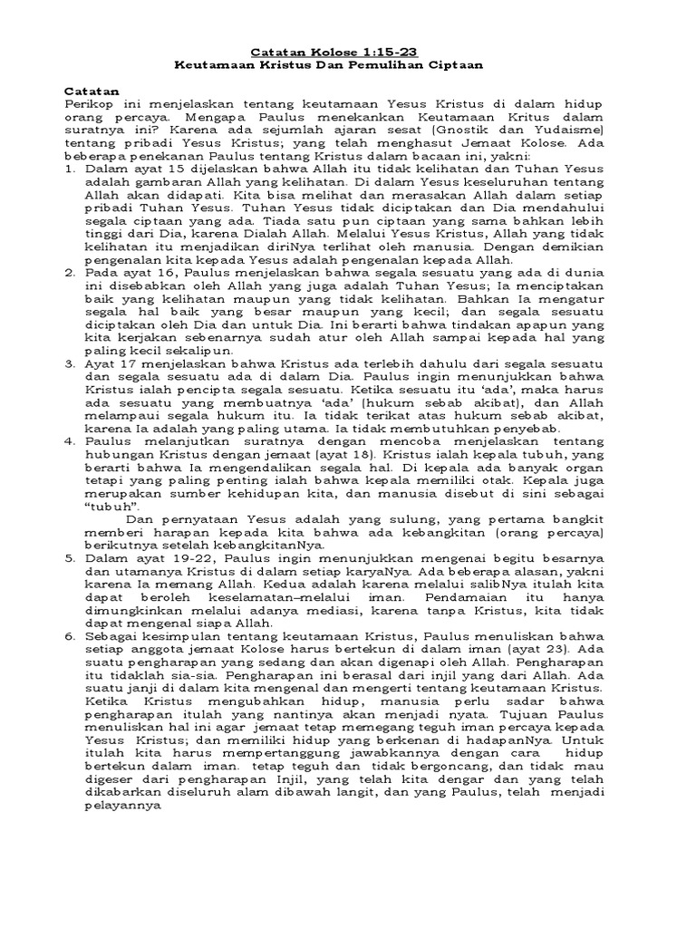 Kolose 1 15-23 | PDF