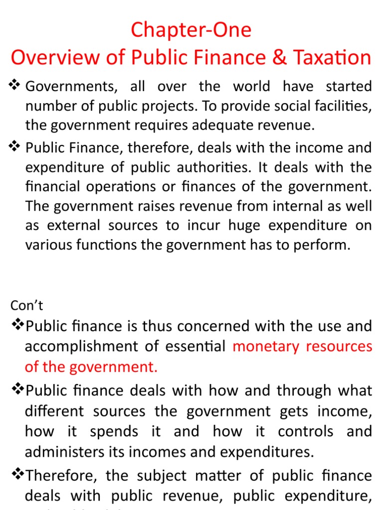 Chapter-One Overview of Public Finance & Taxation | PDF | Taxes ...