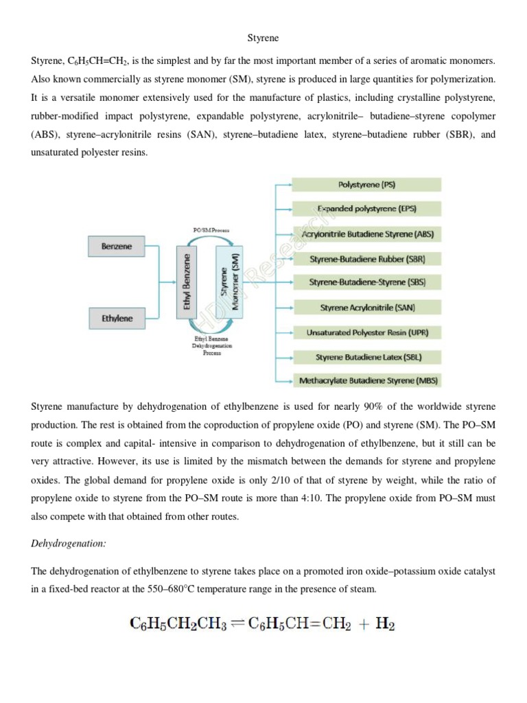 Styrene | PDF | Chemical Engineering | Chemical Reactor