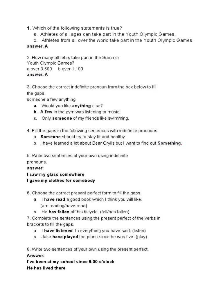 Youth Olympic Games and Indefinite Pronouns | PDF | Sports & Recreation