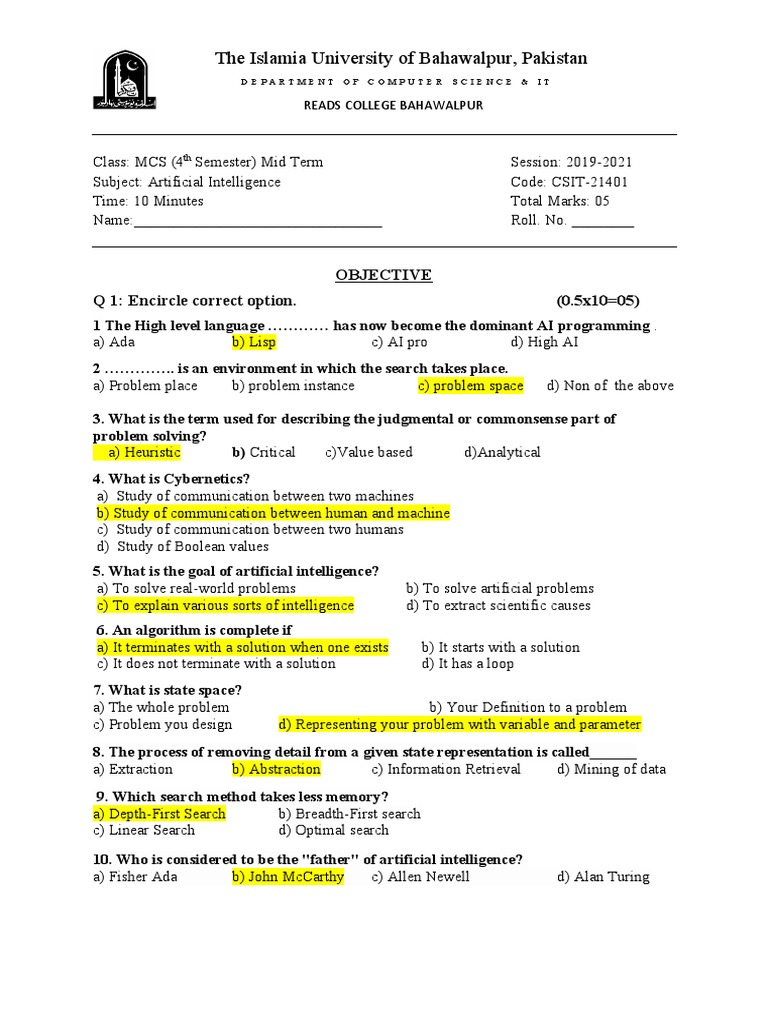 Artificial Intelligence Paper (Key) | PDF | Artificial Intelligence ...