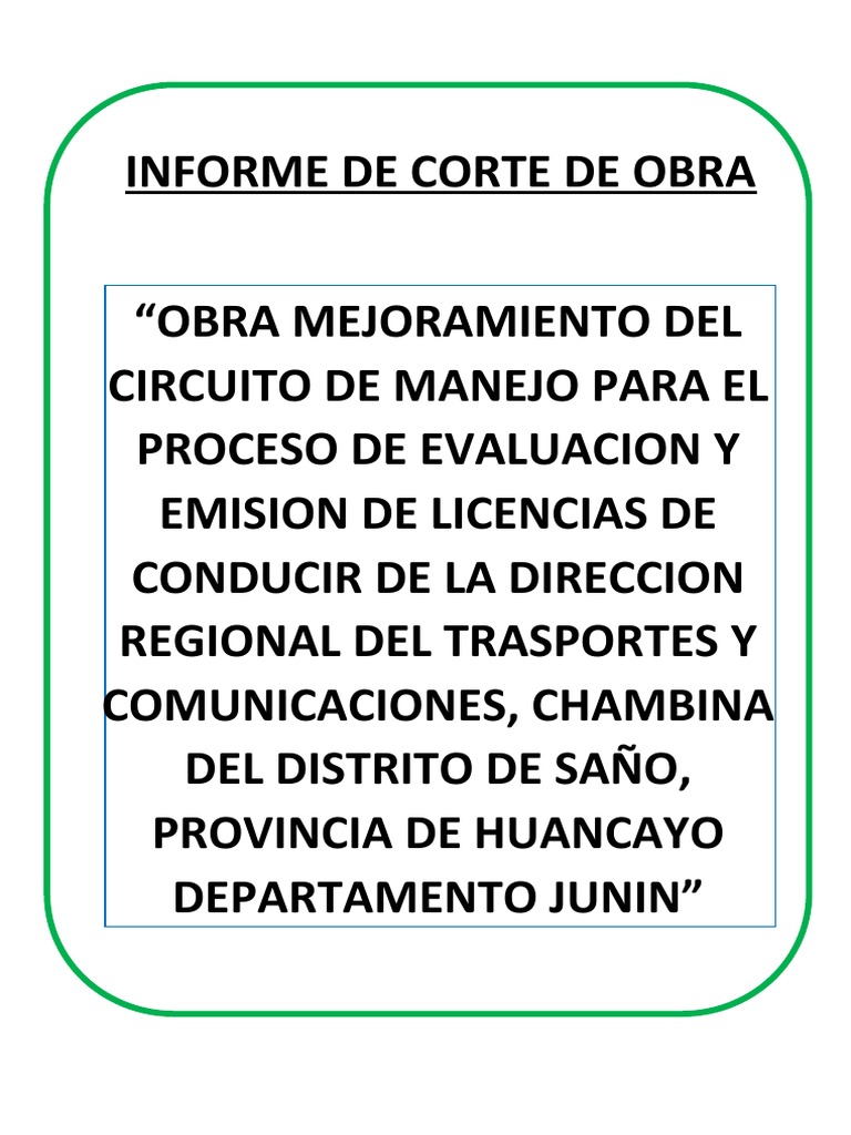 Informe de Corte de Obra | PDF