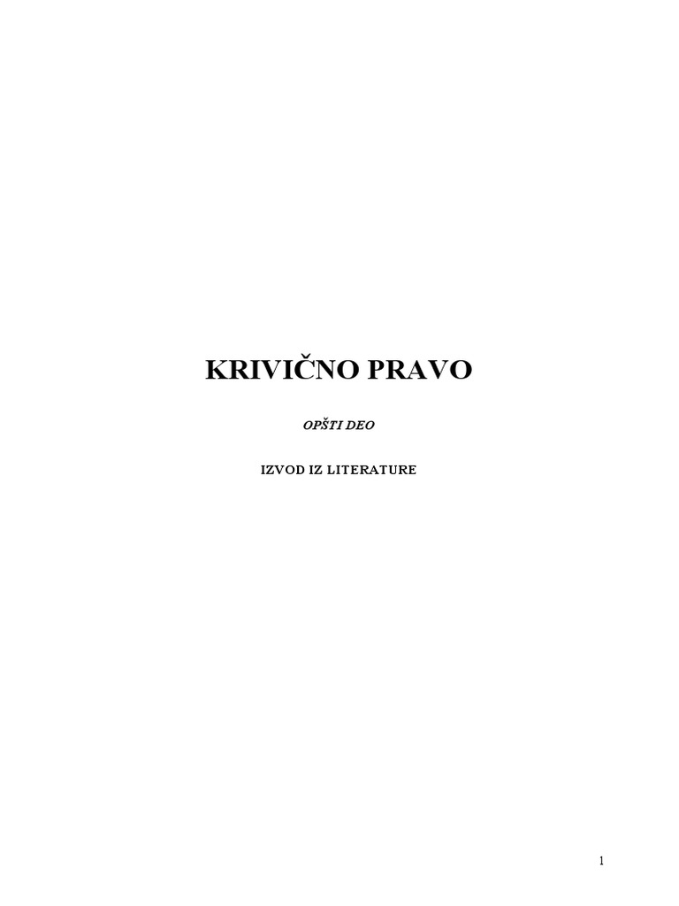 Krivicno Pravo - Opsti Deo | PDF