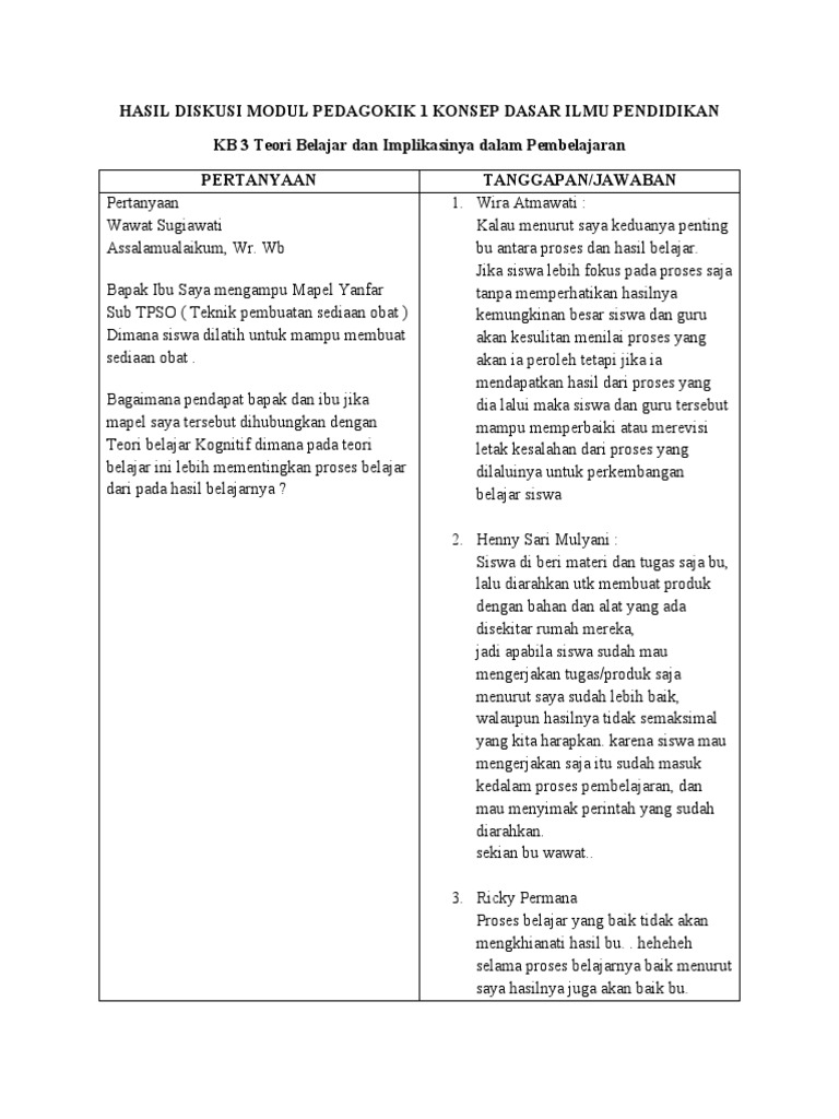 NOTULENSI MODUL 1 KB 3 Teori Belajar Dan Implikasinya | PDF