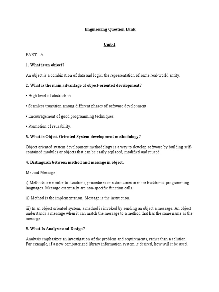 OOAd 2 Marks | Download Free PDF | Computing | Software Design