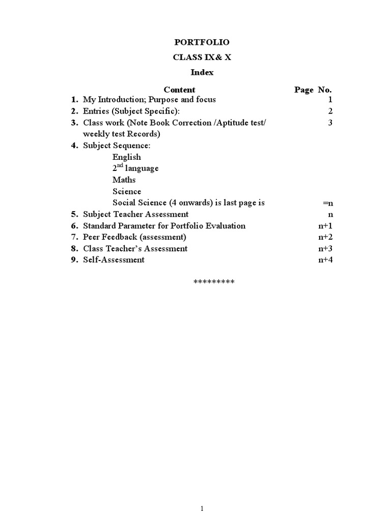 Portfolio For Classes IX & X | PDF | Cognition | Learning