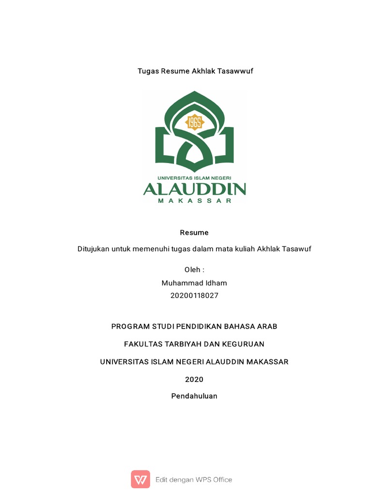 Resume Akhlak Tasawwuf - Muhammad Idham | PDF