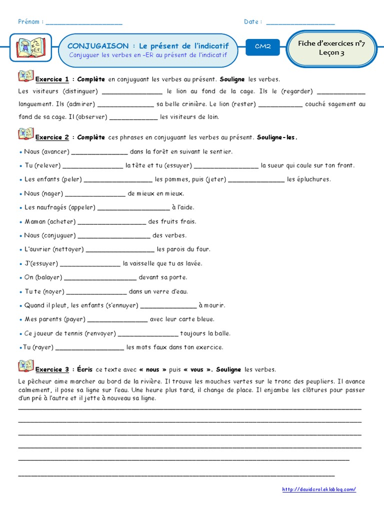 Exercices de conjugaison CM2 : Présent | PDF | Verbe