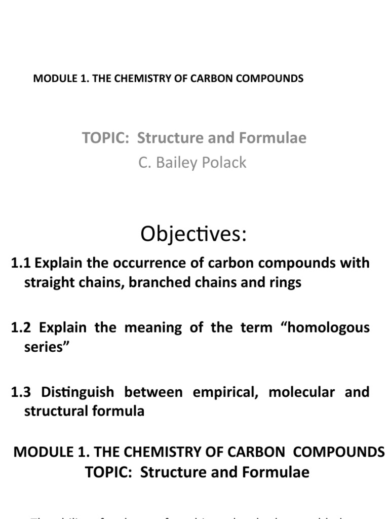 Chemistry of Carbon Compounds: Structure & Formulae | PDF | Mole (Unit ...
