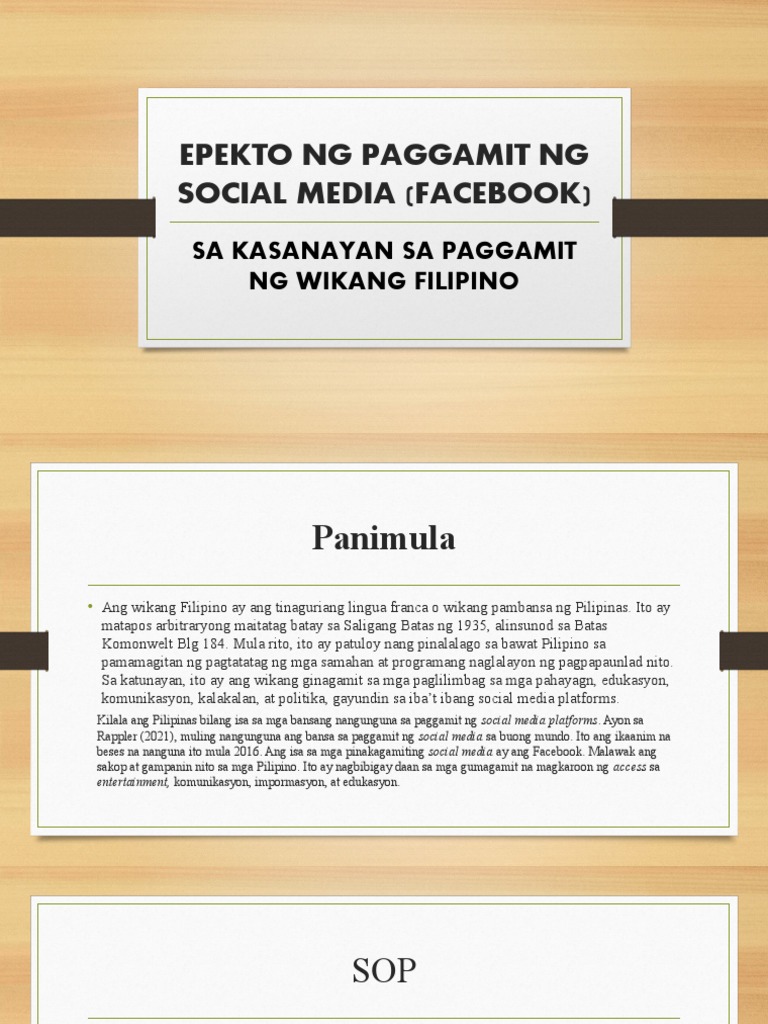Epekto NG Paggamit NG Social Media (Facebook | PDF
