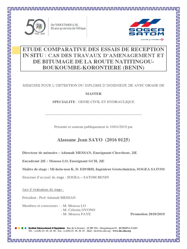 Sayo Alassane Jean | PDF | Route | Densité