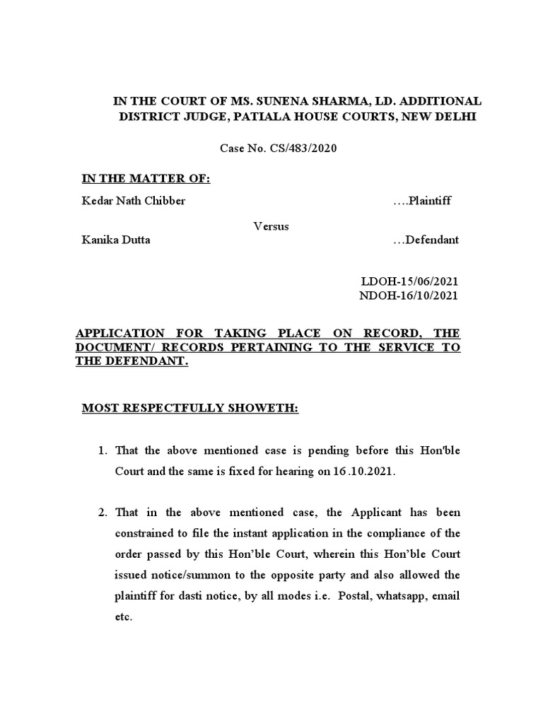 Application for Service Record in Court Case | PDF | Government ...