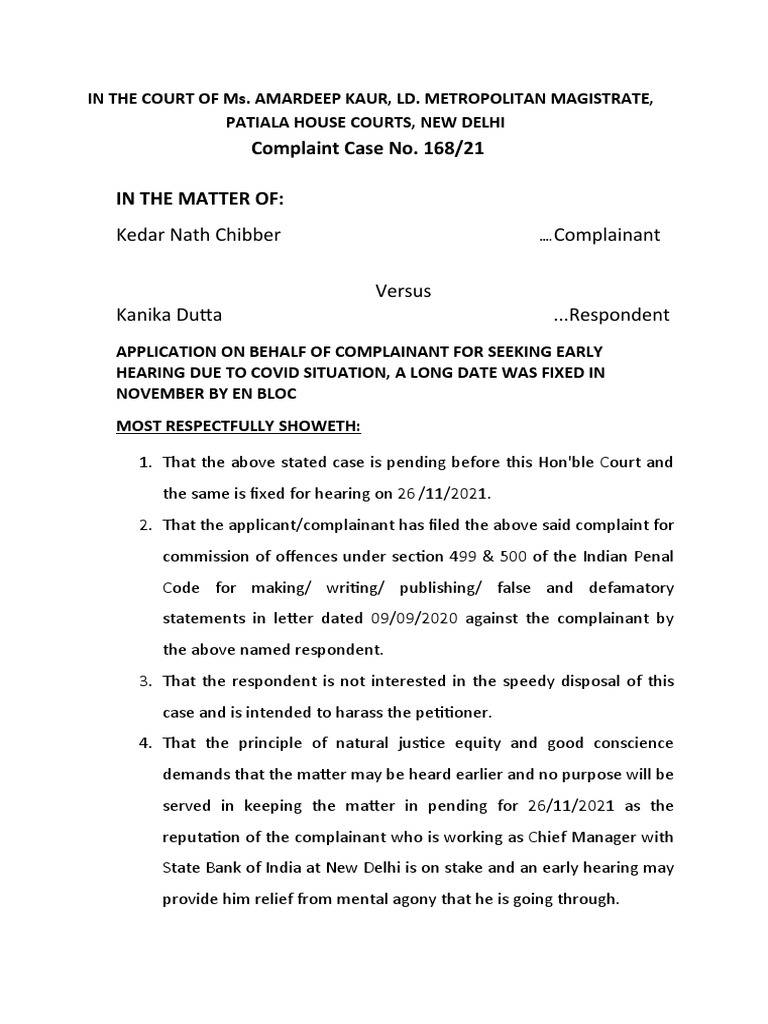 Complaint Case No. 168/21 in The Matter of | Download Free PDF | Common ...