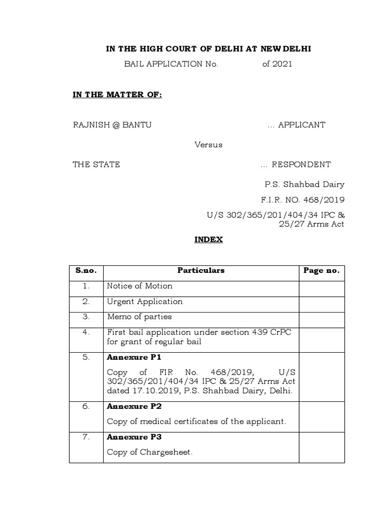 In The High Court of Delhi at New Delhi | PDF | Bail | Affidavit