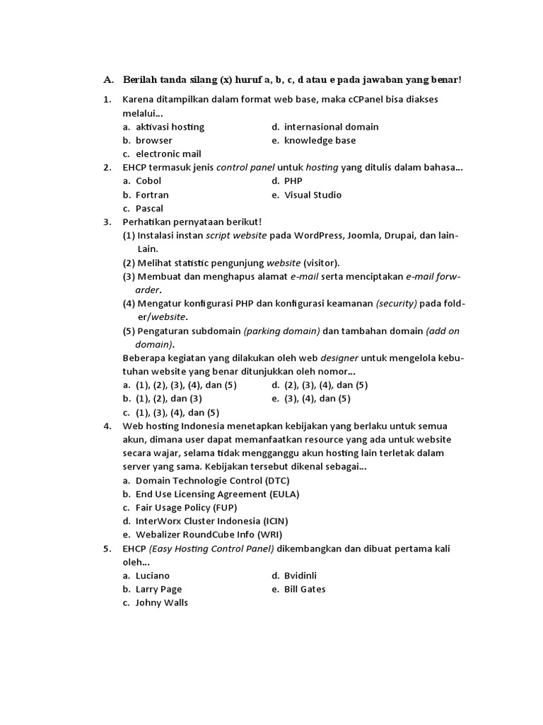 Soal Ulangan ASJ | PDF