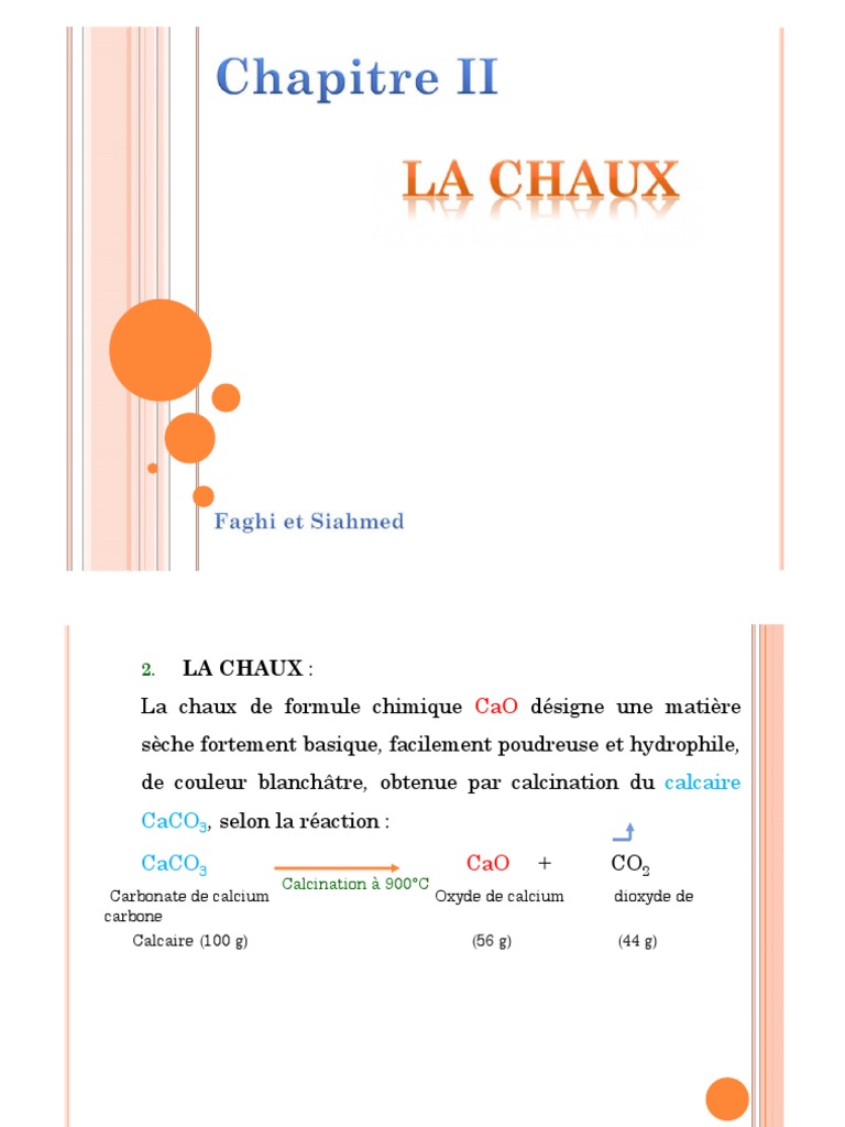 CHAPITRE2 La Chaux | PDF | Chaux | Chimie