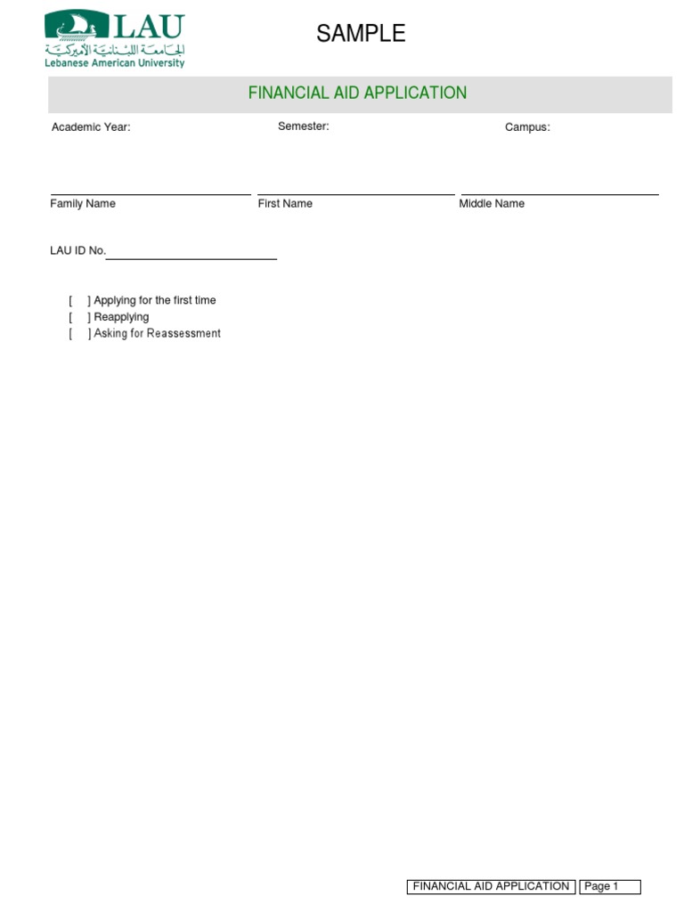 Sample: Financial Aid Application | PDF | Income | Mortgage Loan