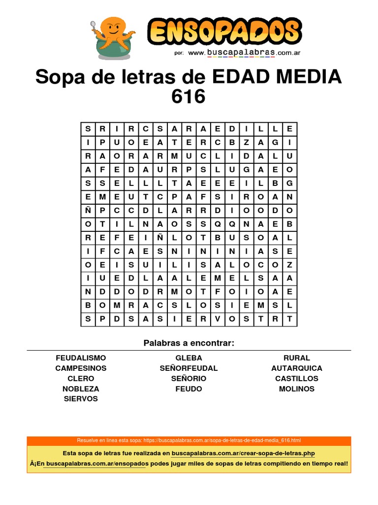 Sopa de Letras Edad Media | PDF